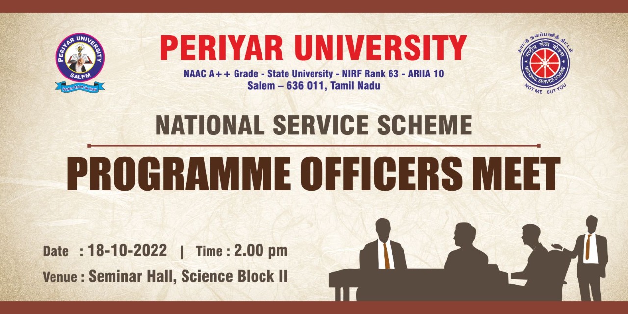 NSS Programme Officers Meet @ Periyar University – 18.10.2022 – Trinity ...