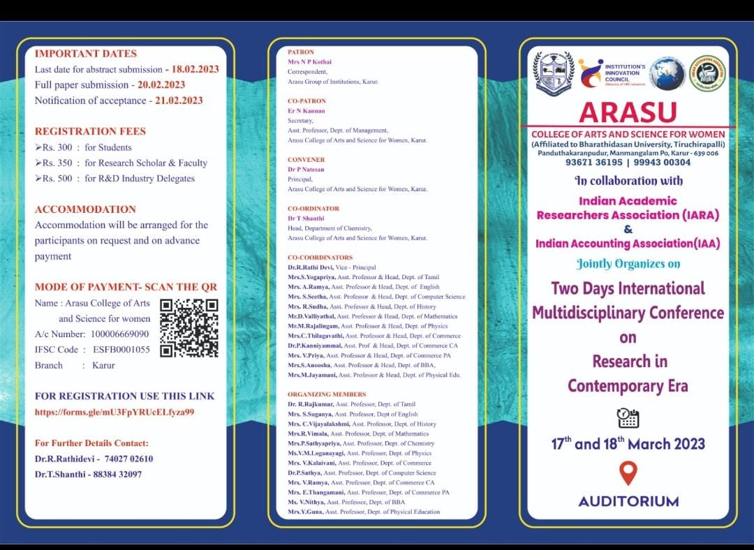 Arasu College of Arts and Science for Women, Pandukkaranpudur, Manmangalam Taluk, Karur District ...