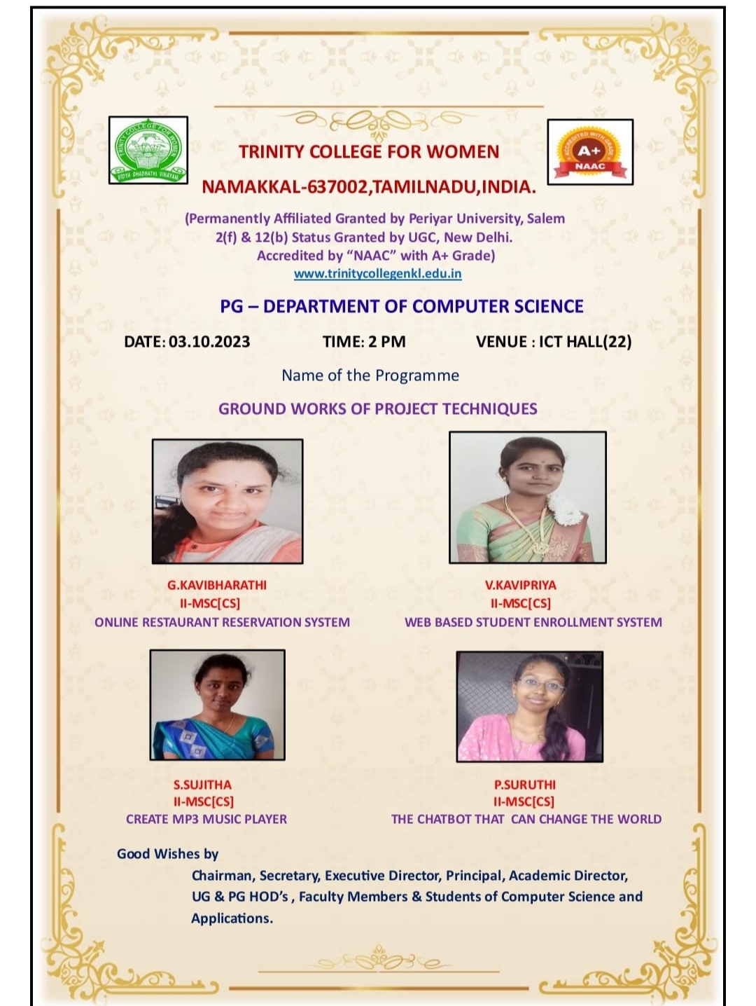 ESI – M.Sc., Computer Science – Second year – Ground works of Project ...