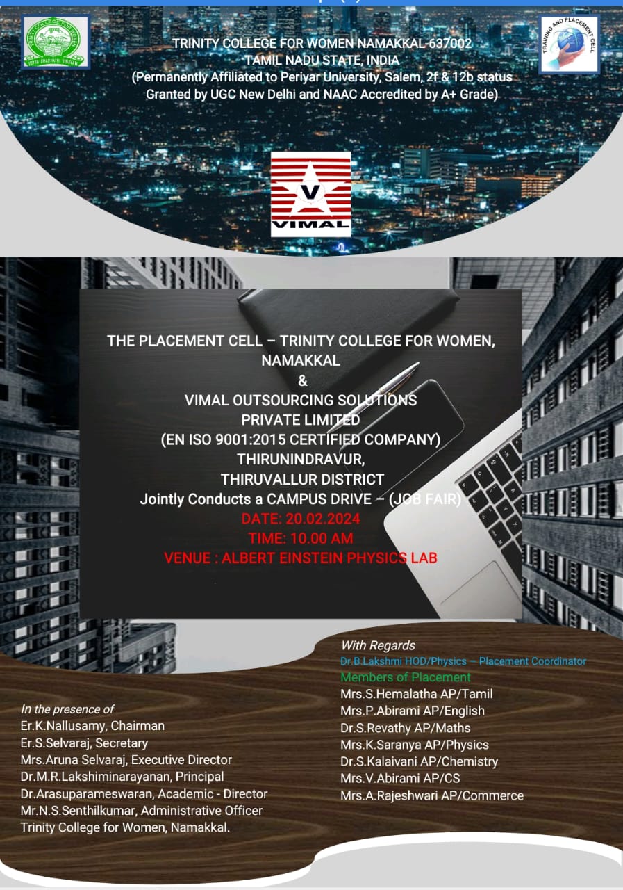 20.02.2024- Placement Achievement – Vimal Solutions – Thirunindravur, Thiruallur District ...